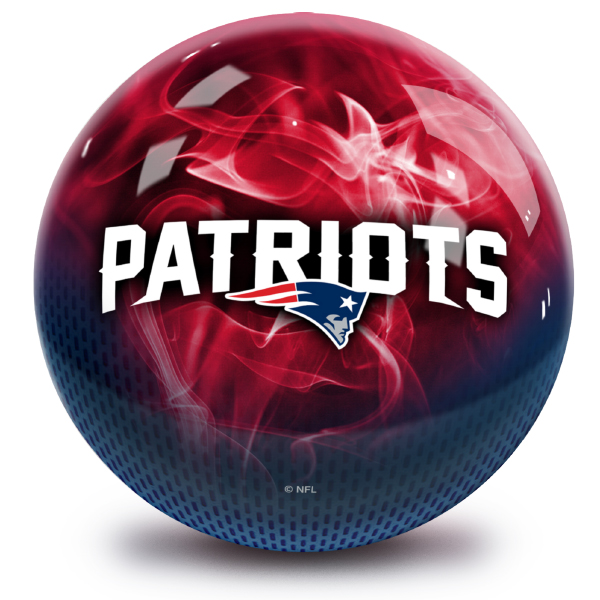 New England Patriots NFL team regulation size bowling ball on fire design